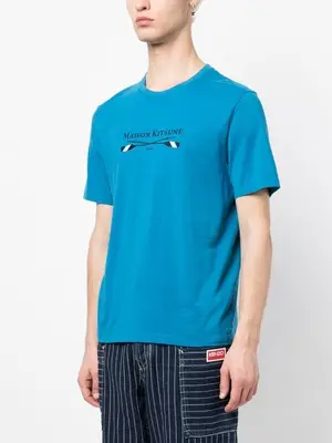 Maison Kitsuné Logo-embroidered Cotton T-shirt