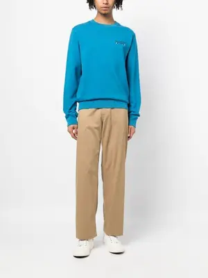 Maison Kitsuné Logo Embroidered Cotton Sweatshirt - Blue