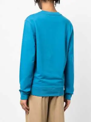 Maison Kitsuné Logo Embroidered Cotton Sweatshirt - Blue