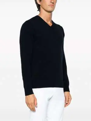 ROBERTO COLLINA V-neck Merino Wool Jumper - Blue