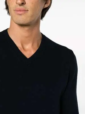 ROBERTO COLLINA V-neck Merino Wool Jumper - Blue