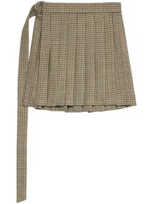 Ami Check-print Pleated Miniskirt