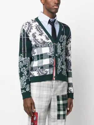 Thom Browne Patterned Jacquard Virgin Wool Cardigan