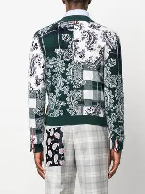 Thom Browne Patterned Jacquard Virgin Wool Cardigan
