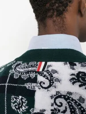 Thom Browne Patterned Jacquard Virgin Wool Cardigan