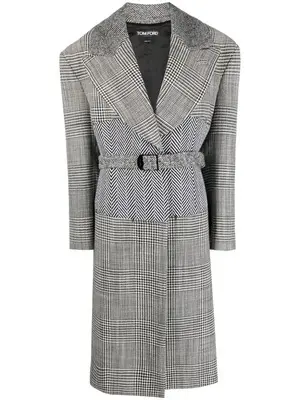 TOM FORD Houndstooth-pattern Belted Coat