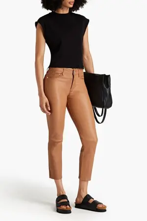 FRAME Le High Straight Cropped Straightleg Leather Pants
