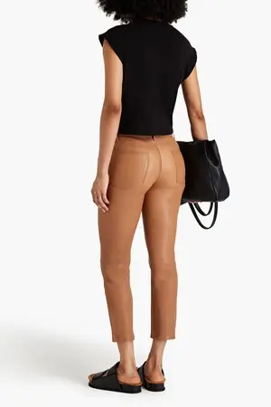 FRAME Le High Straight Cropped Straightleg Leather Pants