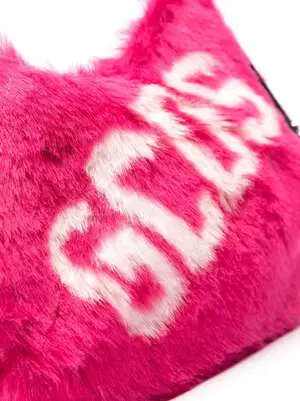 Gcds Small Faux Fur Logo Shoulder Bag - Black