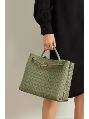 Bottega Veneta Andiamo Medium Embellished Intrecciato Leather Shoulder Bag - Green