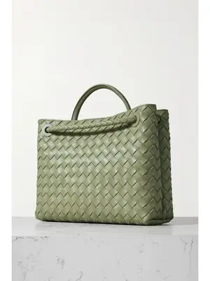 Bottega Veneta Andiamo Medium Embellished Intrecciato Leather Shoulder Bag - Green