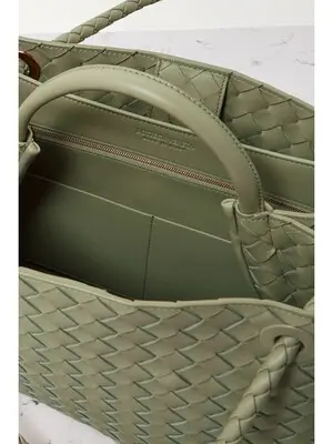 Bottega Veneta Andiamo Medium Embellished Intrecciato Leather Shoulder Bag - Green