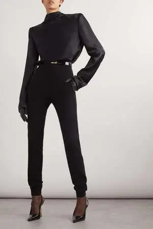 Saint Laurent Open-back Draped Silk-satin Top