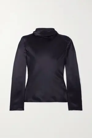 Saint Laurent Open-back Draped Silk-satin Top