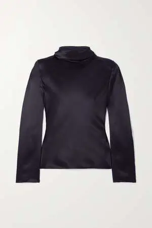 Saint Laurent Open-back Draped Silk-satin Top
