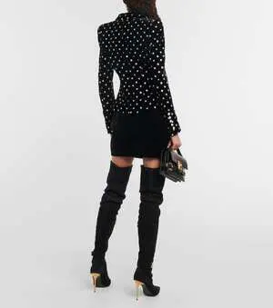 Balmain Polka-dot Embellished Velvet Blazer