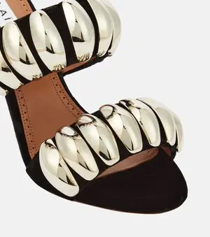 Alaïa Tribale Embellished Suede Mules
