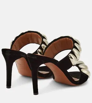 Alaïa Tribale Embellished Suede Mules