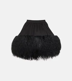 David Koma Jersey And Shearling Miniskirt