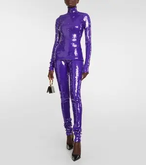 LAQUAN SMITH Sequined Turtleneck Top