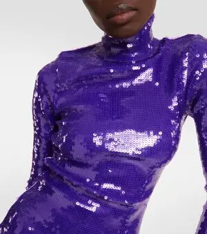 LAQUAN SMITH Sequined Turtleneck Top