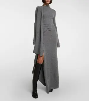 ANN DEMEULEMEESTER Zorka Draped Wool And Cashmere Maxi Dress