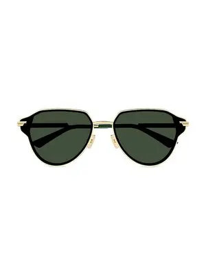 Bottega Veneta Light Ribbon 63mm Pilot Sunglasses - Gold