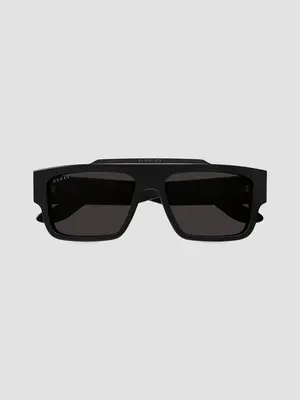 Gucci Faceted Specs Squared Recycled Acetate Sunglasses - Black