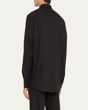 Zegna Cashco Cashmere-cotton Sport Shirt - Black Solid