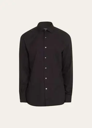 Zegna Cashco Cashmere-cotton Sport Shirt Blk Sld