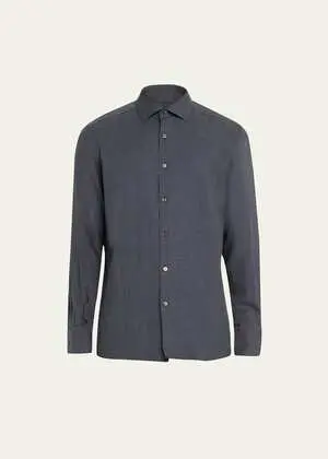 Zegna Cashco Cashmere-cotton Sport Shirt Charcoal