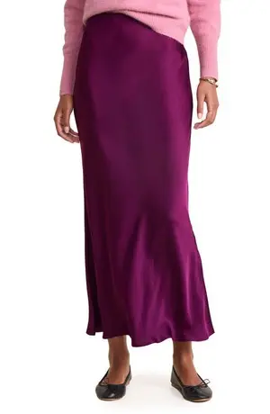 Vineyard Vines Satin Midi Slip Skirt - Dark Plum