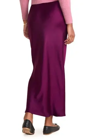 Vineyard Vines Satin Midi Slip Skirt - Dark Plum