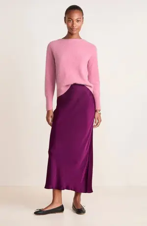 Vineyard Vines Satin Midi Slip Skirt - Dark Plum