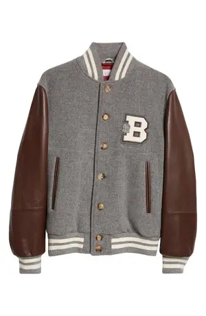 Brunello Cucinelli Wool & Leather Varsity Jacket