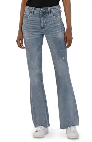 Kut From The Kloth Stella Fab Ab Raw Hem High Waist Flare Jeans - Navigate