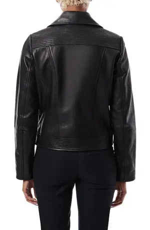 Bernardo Crop Leather Moto Jacket - Black