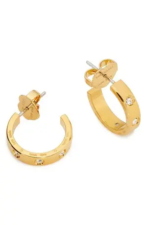Kate Spade New York Cubic Zirconia Huggie Hoop Earrings - Clear/gold