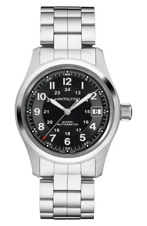 Hamilton Khaki Field Automatic Bracelet Watch - Silver/black