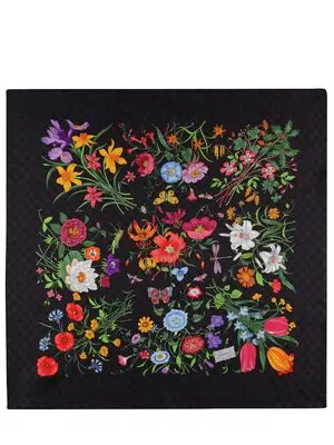 Gucci Flora Silk Scarf - Black