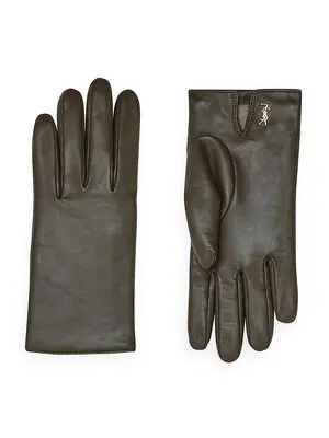 Saint Laurent Cassandre Short Gloves Green