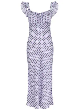 Olivia Rubin Amaya Printed Satin Midi Dress