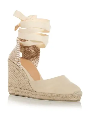 CastaÑer Carina Ankle Tie Espadrille Wedge Sandals - Ivory