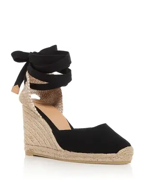 CastaÑer Carina Ankle Tie Espadrille Wedge Sandals - Negro