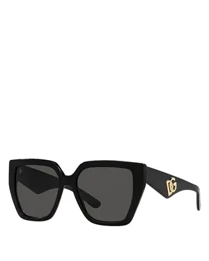 Dolce & Gabbana 55mm Square Frame Sunglasses - Black/gray Solid