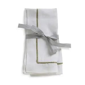 JOANNA BUCHANAN Joanna Buchanan Solid Dinner Napkins, Set Of 2 White/gold