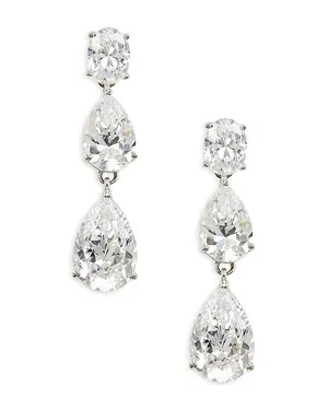 Nadri Chiara Linear Drop Earrings - Silver