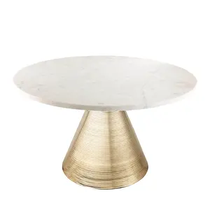 TOV FURNITURE Tempo Marble Round Coffee Table - Gold,white Marble