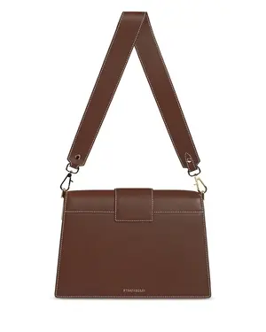 Strathberry Crescent Leather Shoulder Bag - Chocolate/gold