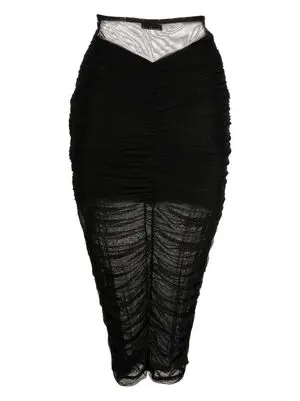 FLEUR DU MAL Ruched Midi Skirt - Black